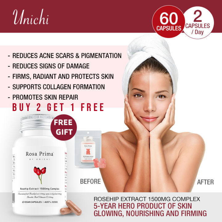 【Unichi】 Rosa Prima Rosehip Extract 1500mg Complex Anti-oxidation Skin ...
