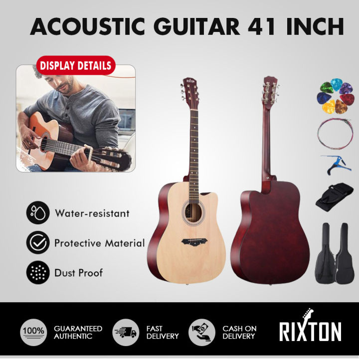 RIXTON Acoustic Guitar 41 Inch / 38 Inch Full-Size Cutaway Thinline ...