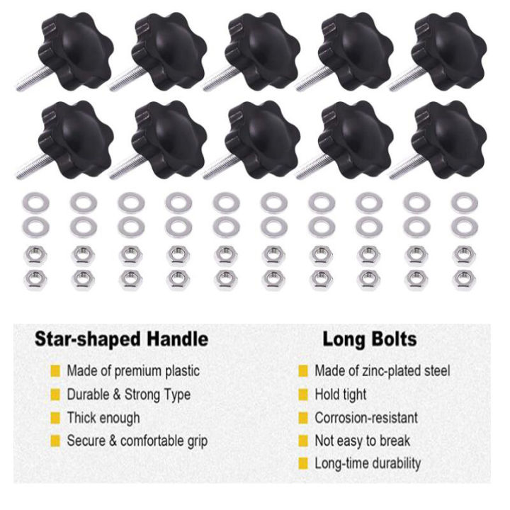 5 Sets M5/M6/M8 Hex Star Knob Male Thread Clamp Knob Screws Hand Tighten Knob Quick Release ...