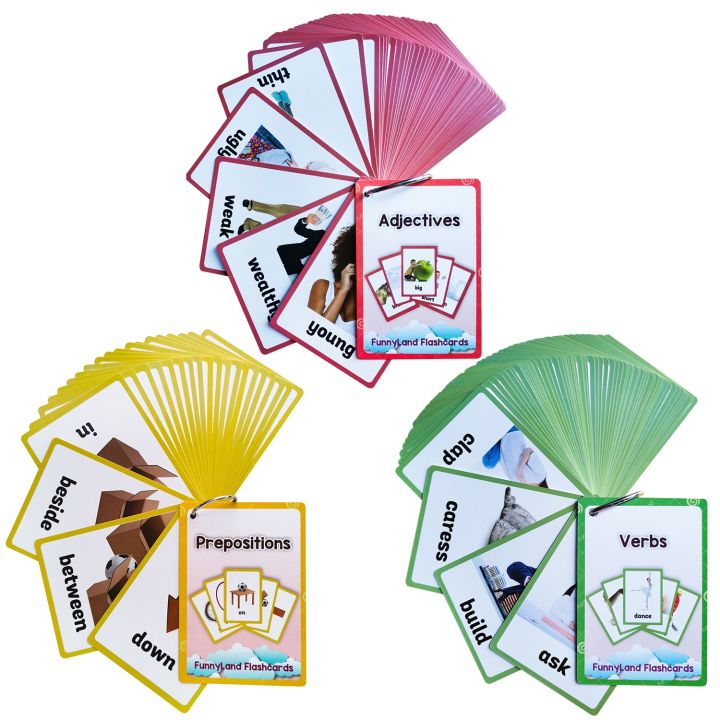 Prepositions Adjective Verb Learn English Words Cards Grammar ...
