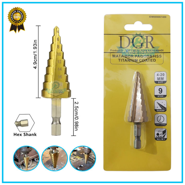 DGR Mata Bor Pagoda spiral Step Drill 4-20 4-30 Mata Bor Payung Kerucut ...