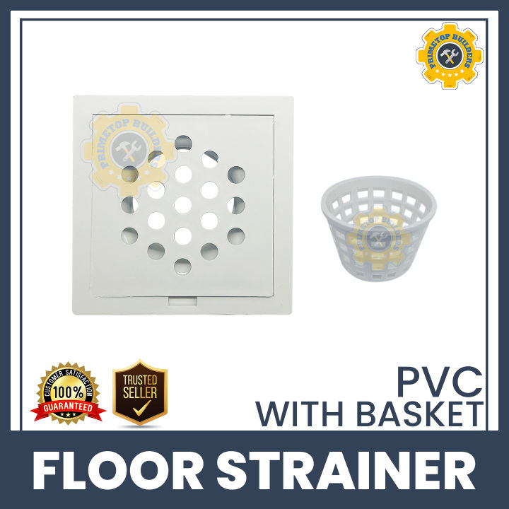 PVC Floor Strainer / FLOOR DRAIN 4"x4" with Basket White PRIMETOP ...
