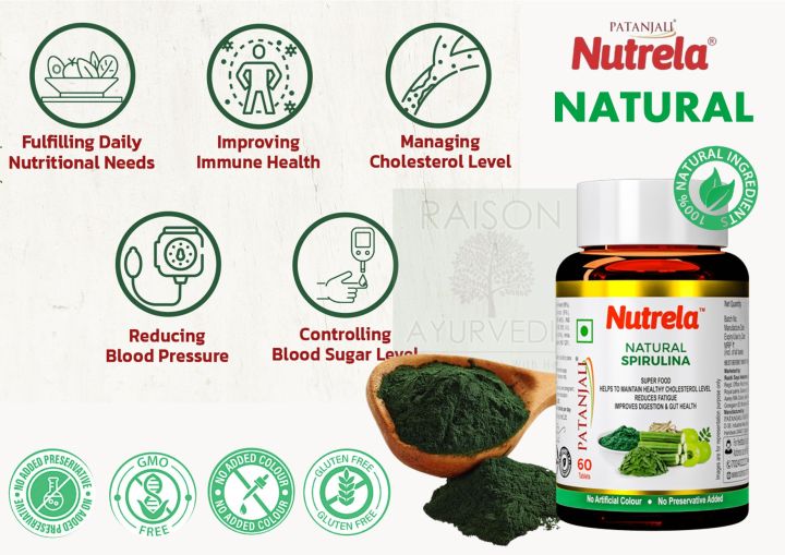 Patanjali Nutrela Spirulina Natural 60 Tablets | Lazada