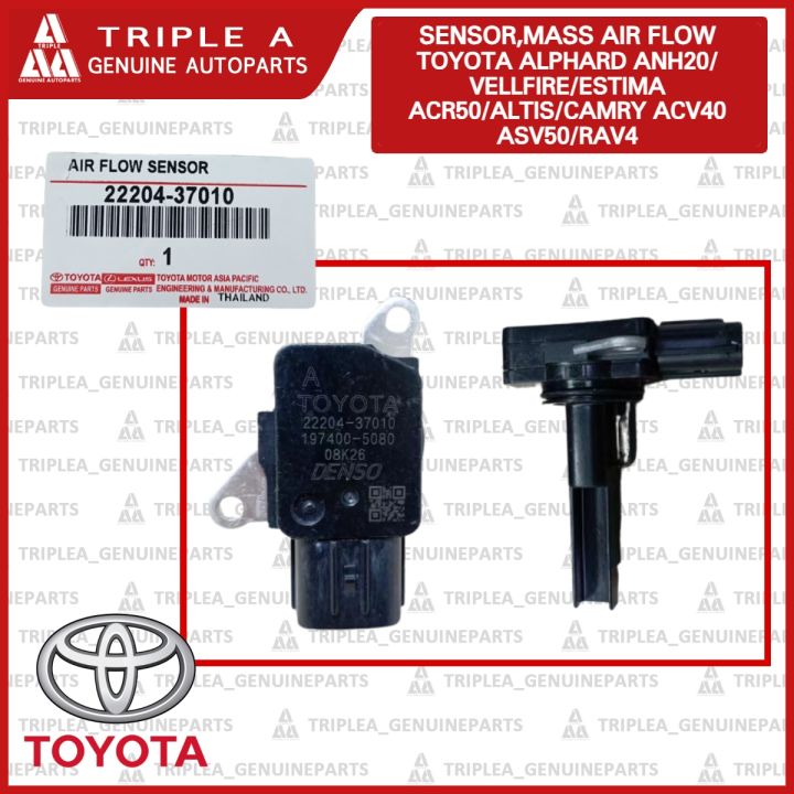 WARRANTY | 22204-37010 AIR FLOW METER SENSOR AIR MASS DENSO A (5 PIN ...