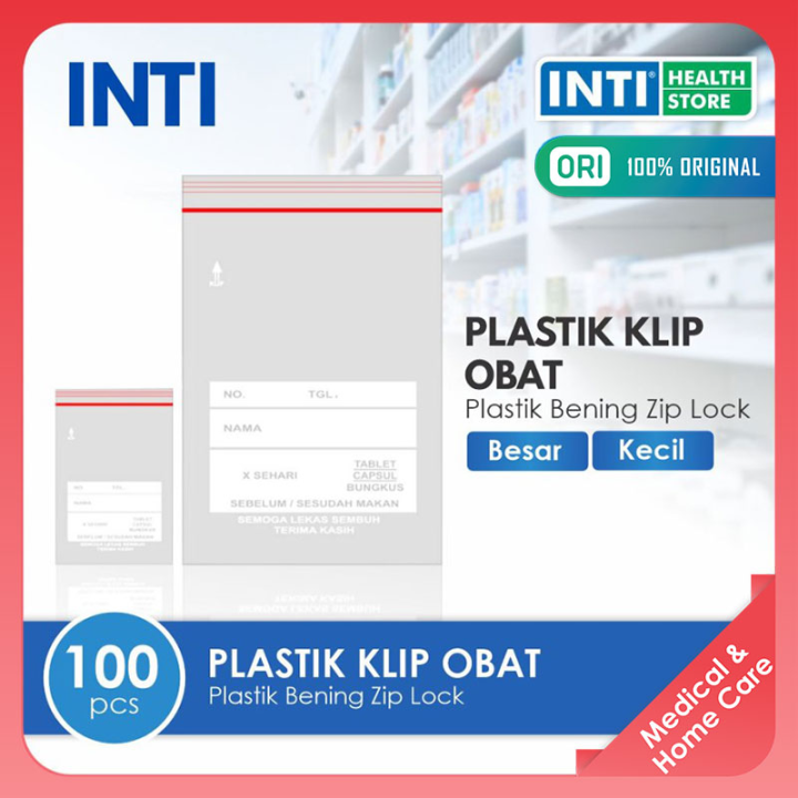 INTI | Plastik Obat | Plastik Klip Bening | Putih / Biru | Kantong Obat ...