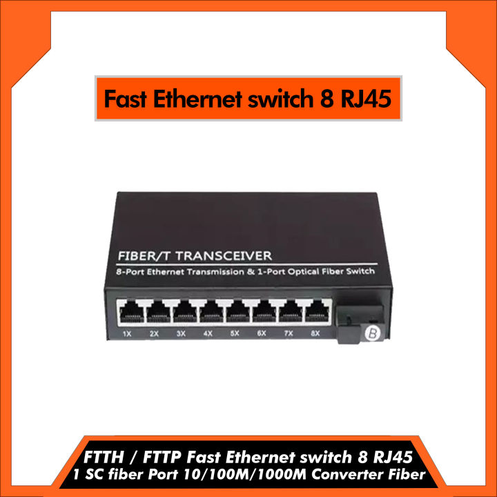 Fast Ethernet switch 8 RJ45 1 SC fiber Port 10/100M/1000M Converter Fiber Optical Media ...