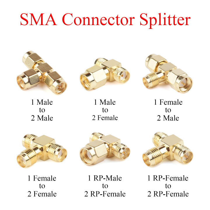 1 × RF Coaxial Connector Splitter SMA/RP-SMA Male/Female to Male Plug ...