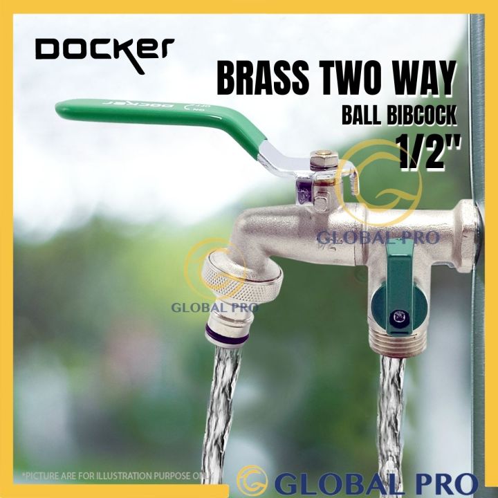 HEAVY DUTY 1/2" Docker Brass Two Way Ball Bibcock Water Tap Replacement ...