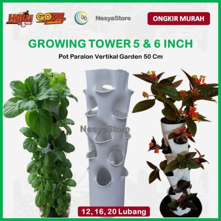 Growing Tower 5 inchi 6 inchi Vertikal Garden Pot Tanaman Vertikultur ...