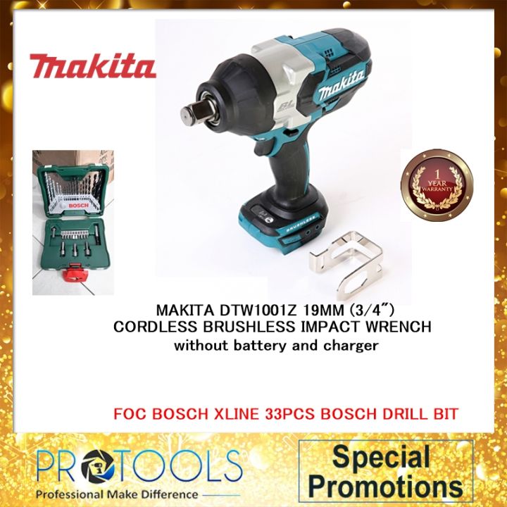 MAKITA DTW1001Z 19MM (3/4 ) CORDLESS BRUSHLESS IMPACT WRENCH 1050NM ...