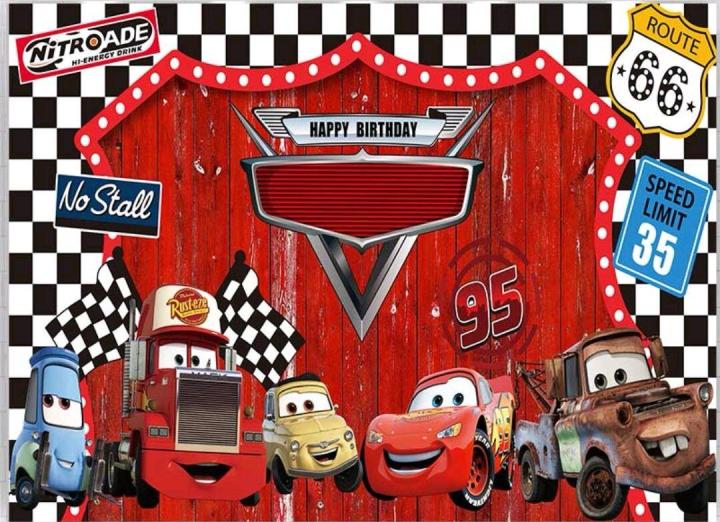 7x5ft Racing Car Themed Birthday Backdrops McQueen Theme Backdrop ...