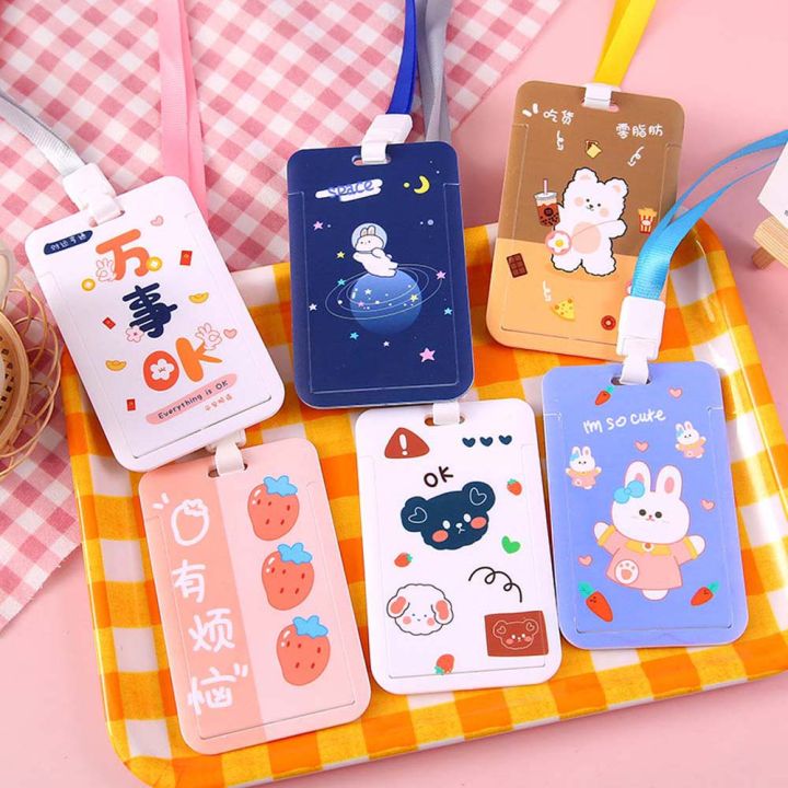 XUNXUAN Cartoon Ins style Work Card Card Bag Name Tags Sliding Cover ID ...