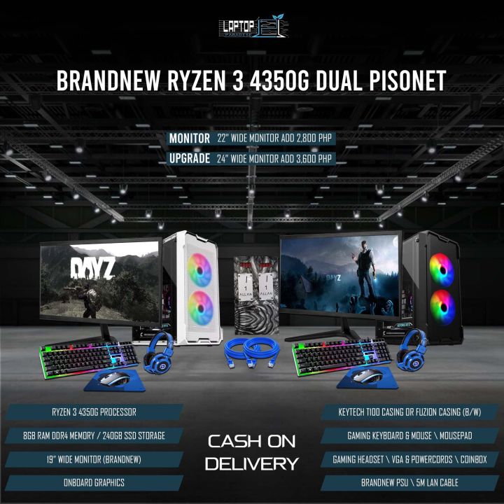 GAMING DUAL PISONET AMD A8 7680 | 240GB SSD | 8GB RAM |19-24" MONITOR ...