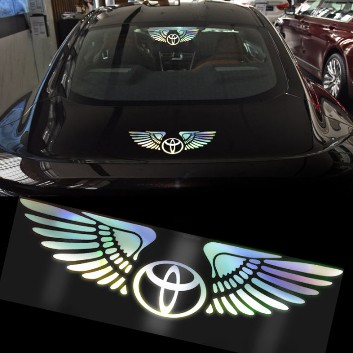 Car modification colorful laser stickers angel wings reflective car ...