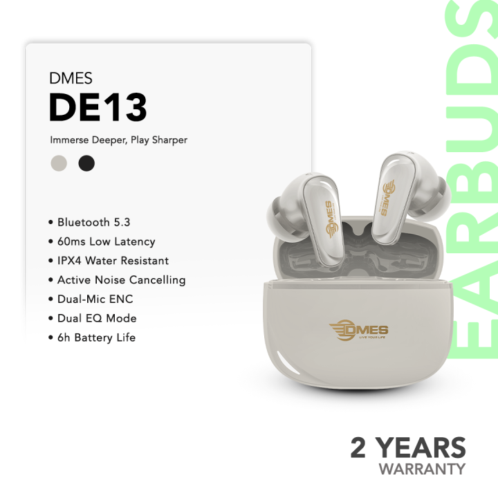Dmes DE13 ANC Wireless Earbuds Bluetooth 5.3 ENC 4 Mic 60ms Low Latency ...