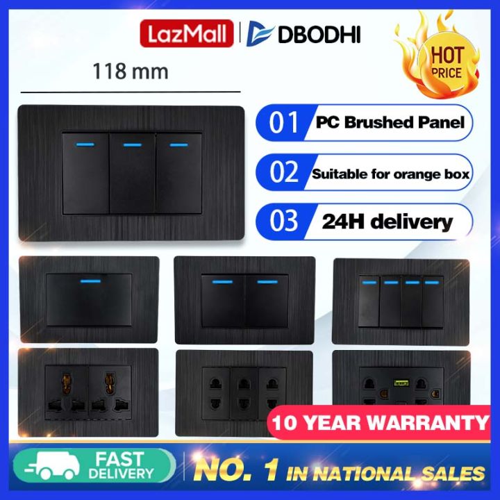 DBODHI Wall Switch and Outlet Wall Socket Wall Light Switch Black 250V ...