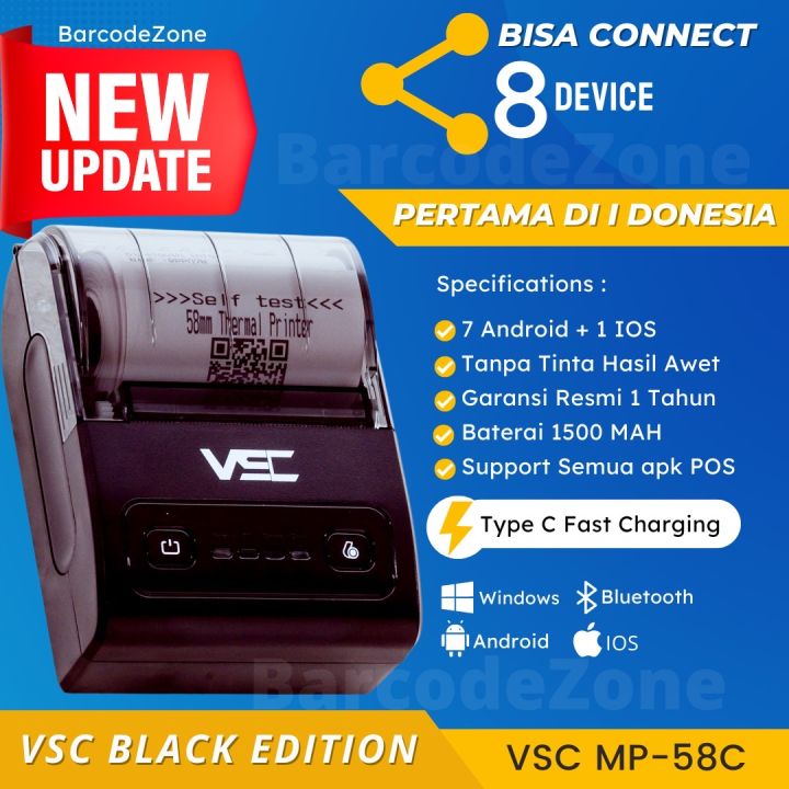 PRINTER THERMAL VSC MP-58C BLUETOOTH RPP02 58MM SUPPORT MOKA ALAMAT ...