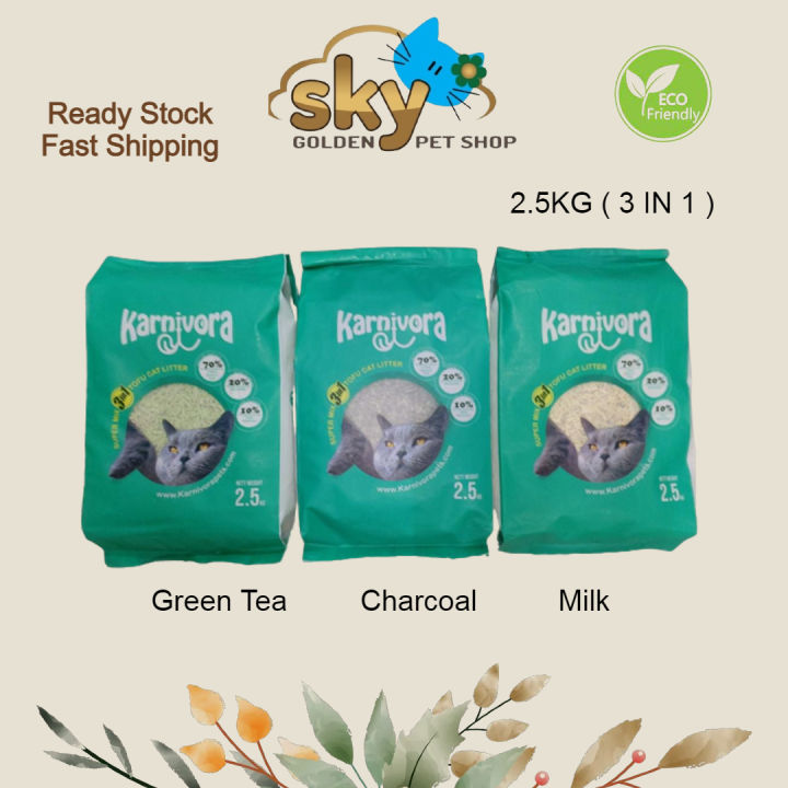 Karnivora Tofu Cat Litter (Green Tea/ Charcoal / Milk) 2.5KG | Lazada