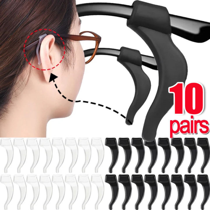 10Pairs Silicone Anti-slip Ear Hooks Glasses Leg Ear Sleeve Bracket ...