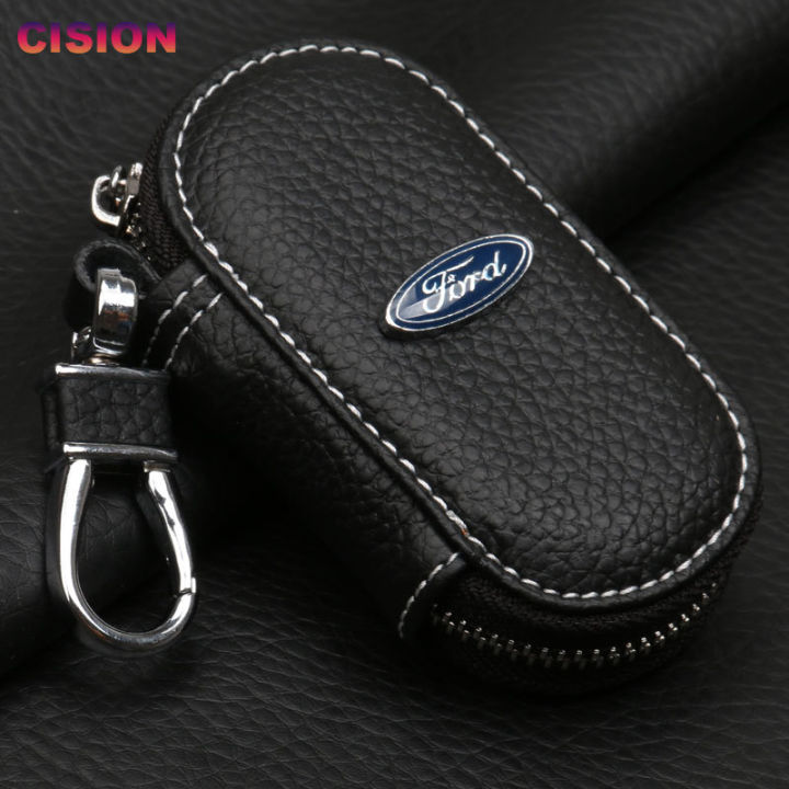 1 Set Leather Car Key Wallet Case Cover Holder Bag Key Chain Pouch ...