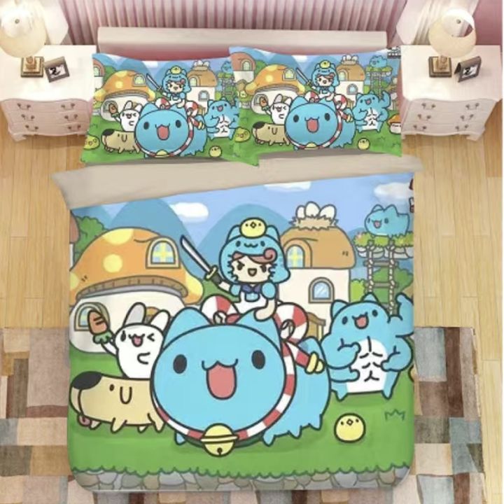 （Good childhood） Kawaii Bugcat Capoo Bedding Set Four-piece Cartoon Bed ...