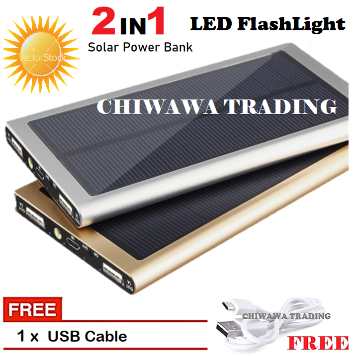 【Free Gift : USB Cable】2 in 1 8000mAh Dual Solar Usb Lithium Polymer ...