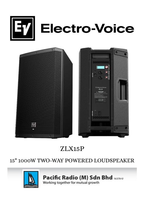 EV ELECTRO-VOICE ZLX15P 15" 1000W POWERED LOUDSPEAKER | Lazada