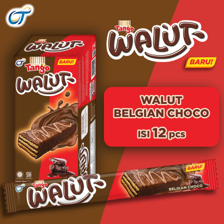 Wafer Tango Walut Belgian Choco 15GR - [1 Box Isi 12 Pcs] | Lazada ...