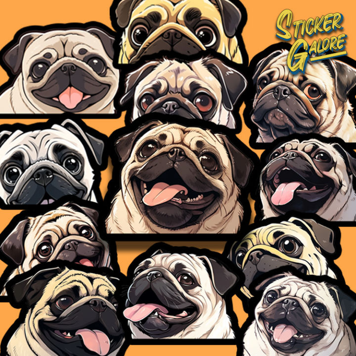 PUG DOG PEEKER STICKERS (WATEPROOF AND SCRATCH PROOF, VINYL LAMINATED ...