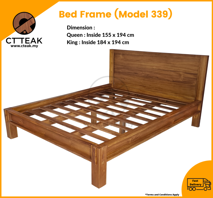 CT Teak Furniture Jati / Teak Wood Bed Frame 339 ~ 100% Solid Teak Wood | Lazada