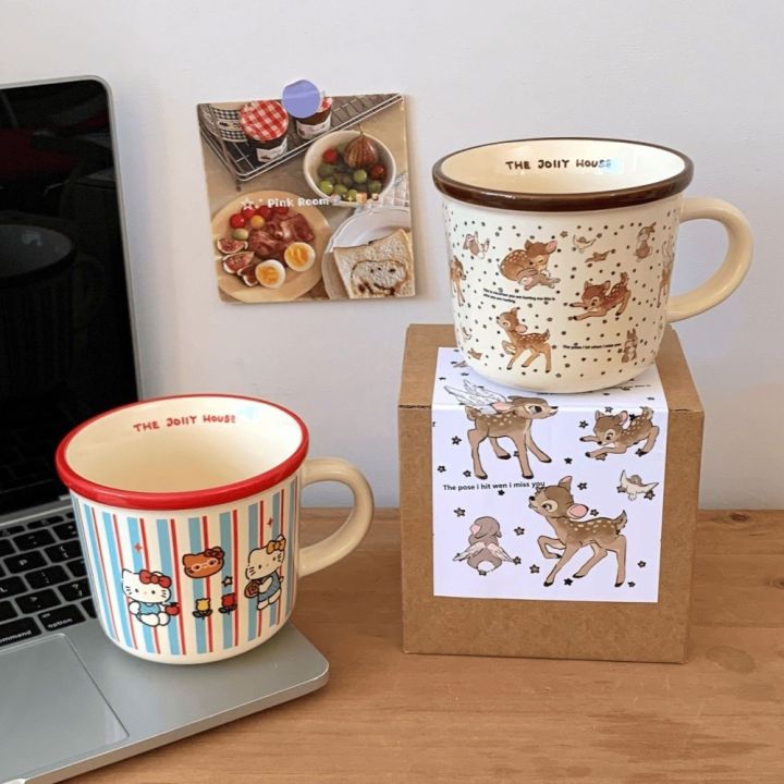 FANTAE Cartoon Kitty Ceramic Milk Cup 350ml Anime Tea Cup Water Cup ...