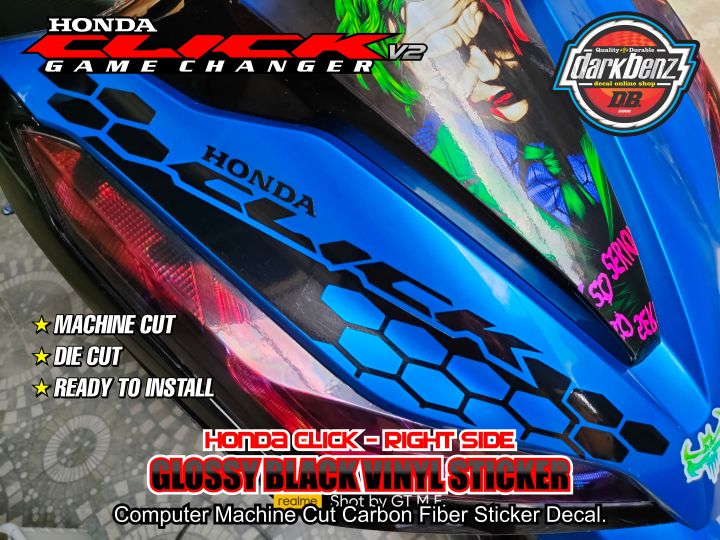 HONDA CLICK V2 GLOSSY BLACK VINYL - 5D GLOSSY & HOLOGRAPHIC CUTOUT ...
