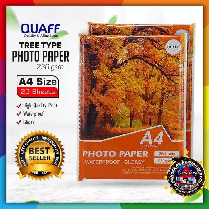 1 PACK QUAFF WATER RPOOF GLOSSY PHOTO PAPER 230 GSM / A4 SIZE-CEBULONG ...
