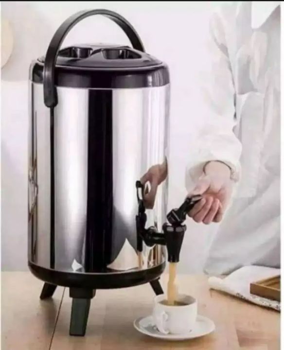 Dispenser Stainless Steel Termos Besar Air Panas Dingin Milk Tea Bucket ...