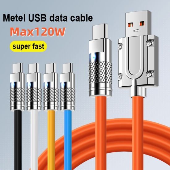 6A 120w Fast Charging Cable Zinc Aluminum USB Data Cable Quick Charge ...