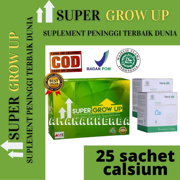 SUPER GROW UP Paket PENINGGI BADAN 25 Hari, NHCP 25 sachet Free ...