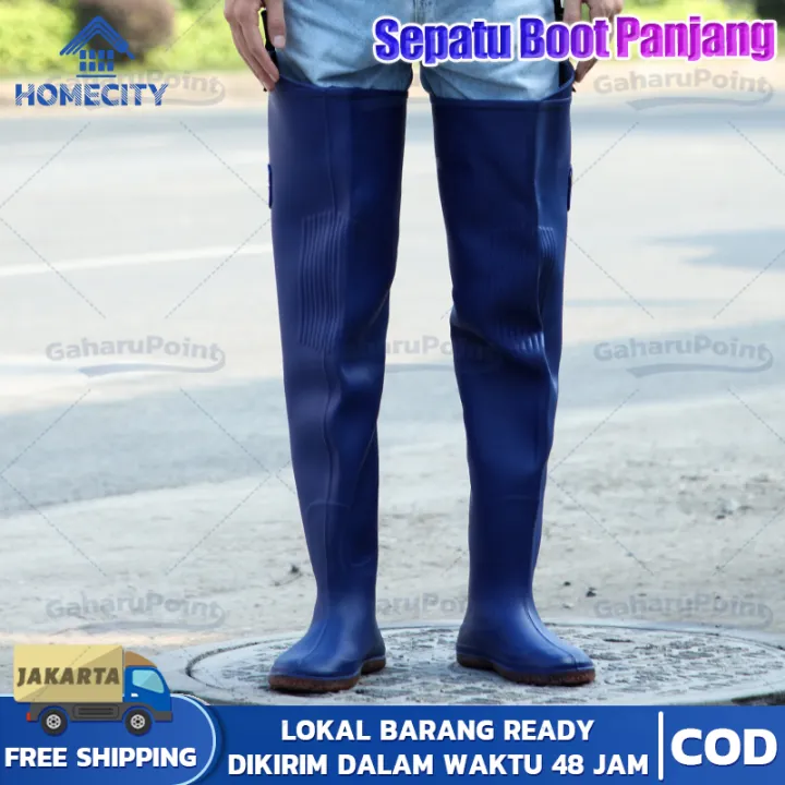 Sepatu BOOT Sawah Ladang Empang Panjang Sampai Paha 80CM Elastis Sepatu ...