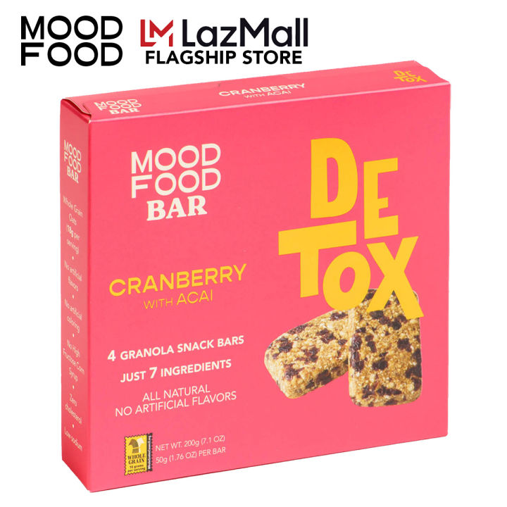 MOOD FOOD BAR DETOX Cranberry with Acai (4 granola snack bars) | Lazada PH
