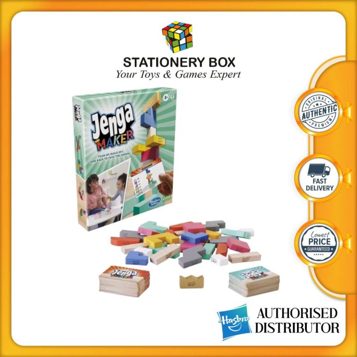 ORIGINAL - Hasbro Jenga Maker, Stacking Tower Game, Genuine Hardwood ...