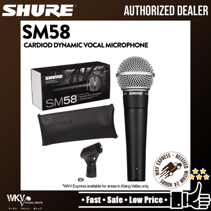 Shure SM58-LC Handheld Dynamic Vocal Microphone Includes Stand Adapter, Carrying Case (SM58 / SM ...