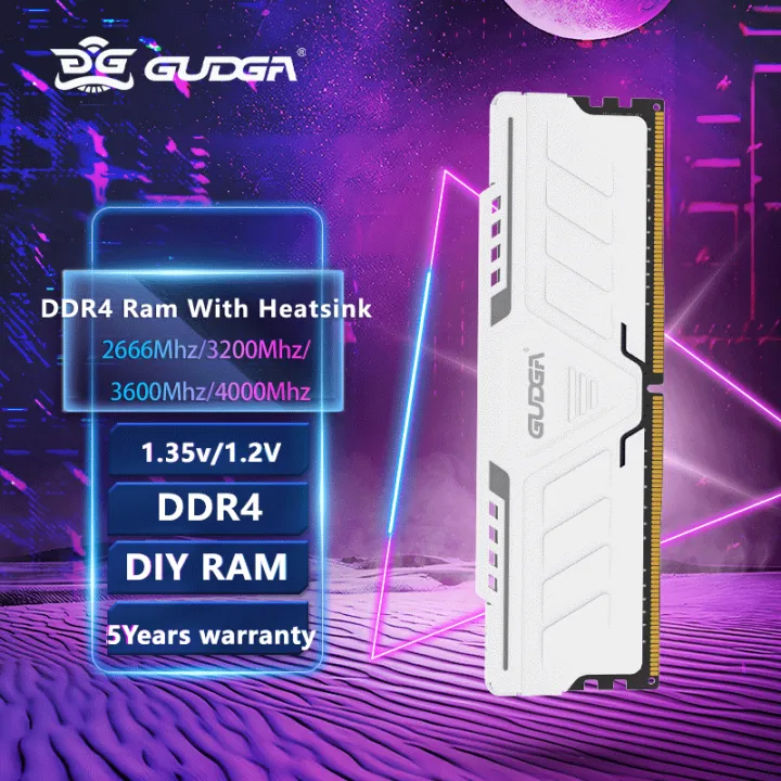 GUDGA Memory Ram 8GB/16GB/32GB 2666 3200 3600 4000mhz 1.2V/1.35V 288Pin ...