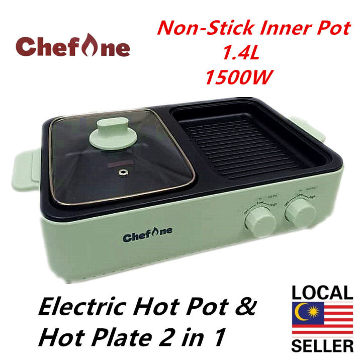 ChefOne Electric Hot Pot & Hot Plate 2 in 1 UF-MEC2021 Green ( 1.4L ...