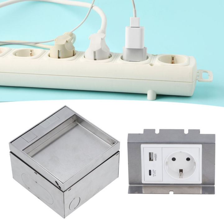 Electrical Outlet Kit Recessed Floor Socket Stainless Steel Box 4000W ...