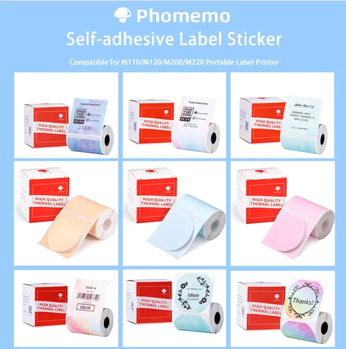 Phomemo Label for M110/M200/M220 Printer Multi-Purpose Square Self-Adhesive Printable Sticker ...