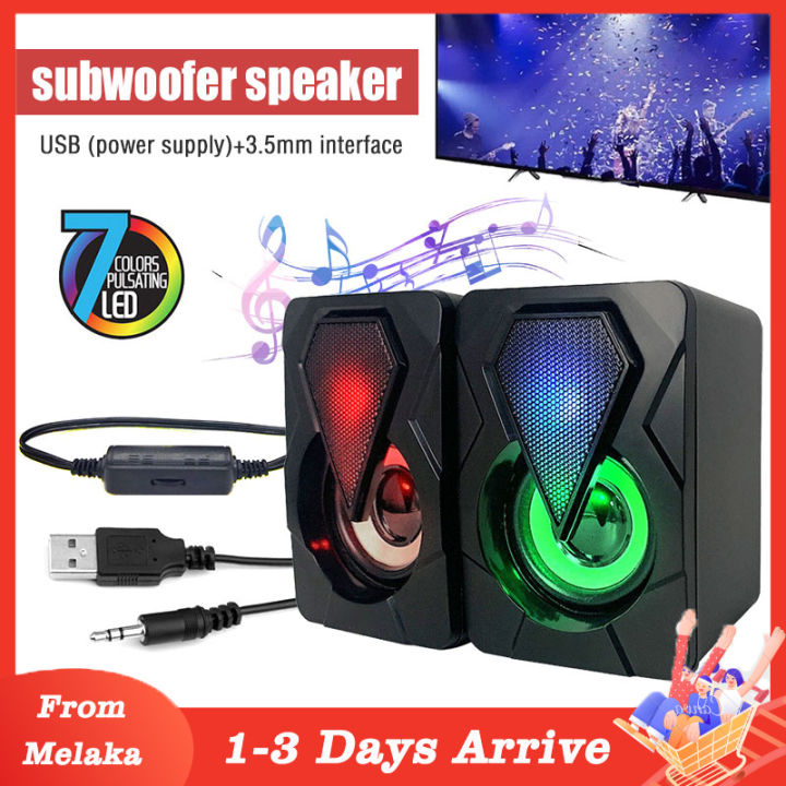 Stereo Speaker PC Computer Laptop RGB LED Gaming Speaker Murah Audio ...