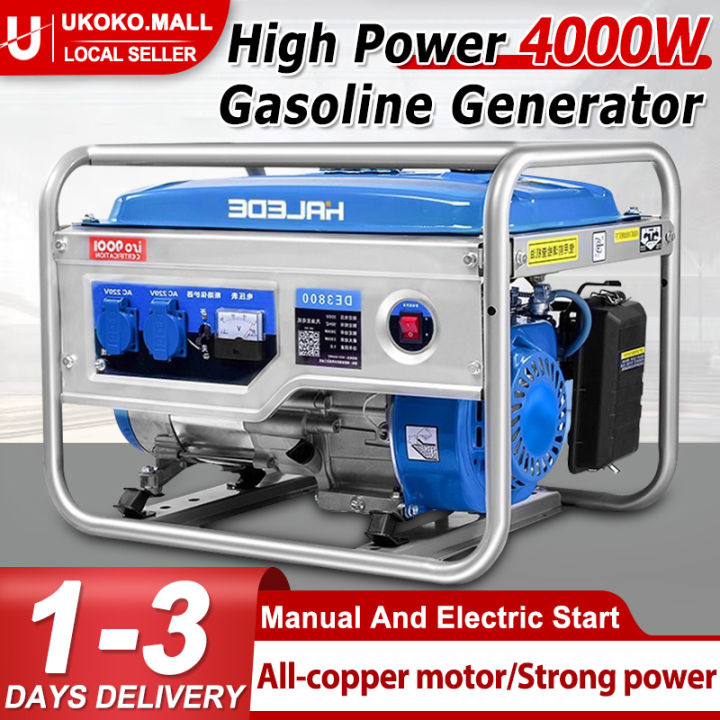 Portable 4000W Gasoline Generator 4 Stroke Single-Phase Generator 220V/60Hz Silent Power ...
