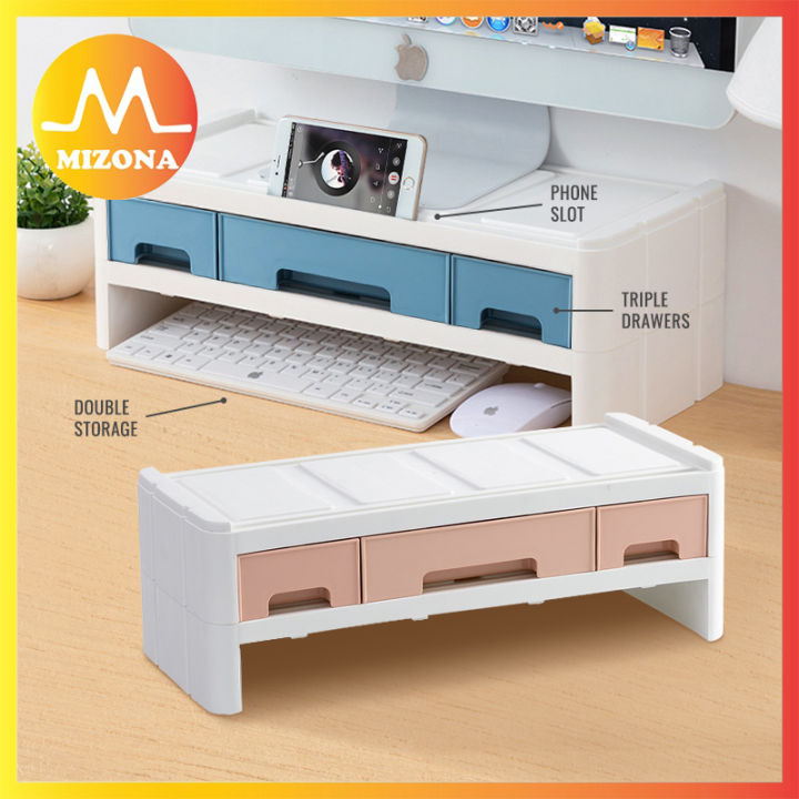 MIZONA Plastic Desktop Computer Storage Display Drawer Shelf Rak ...