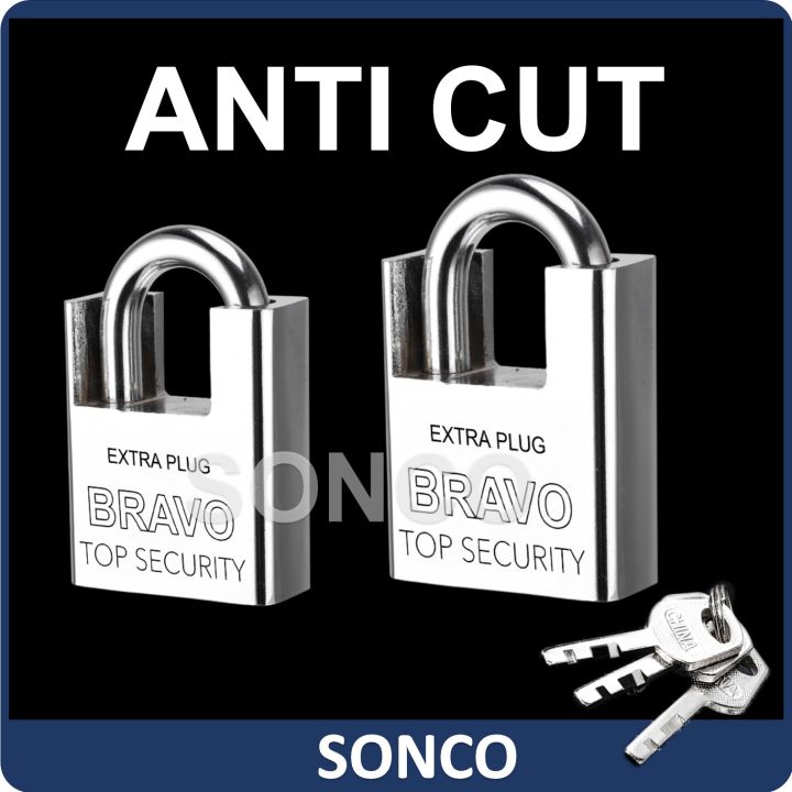 40MM 50MM BRAVO Anti Cut Padlock Stainless Steel Heavy Duty Brass ...