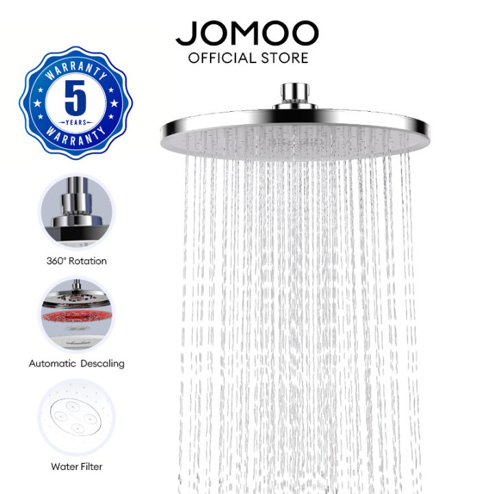 JOMOO Round 9 Inch Rain Shower Head Automatic Descaling High Pressure Rainfall Shower Head for ...