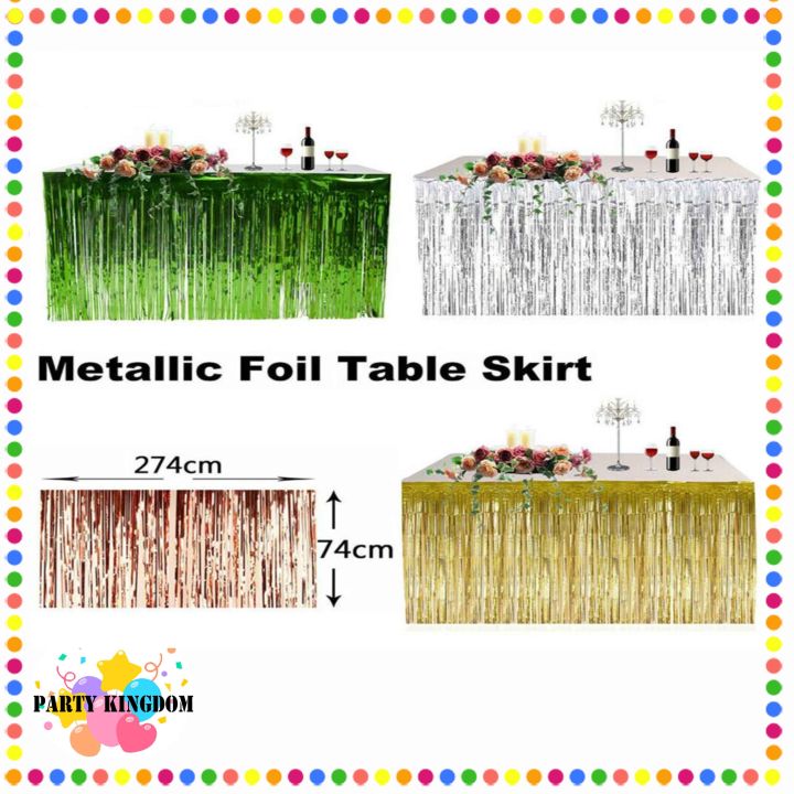 Party Kingdom Foil Table Skirt Shine Table Skirt Table Decoration ...